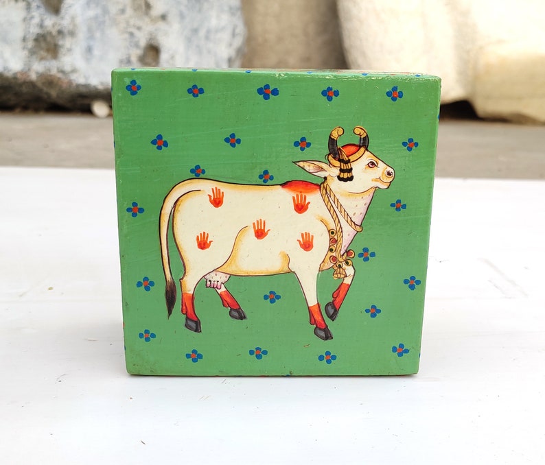 Hand Painted Cow on Wooden Box Painted Storage Box Cow - Etsy