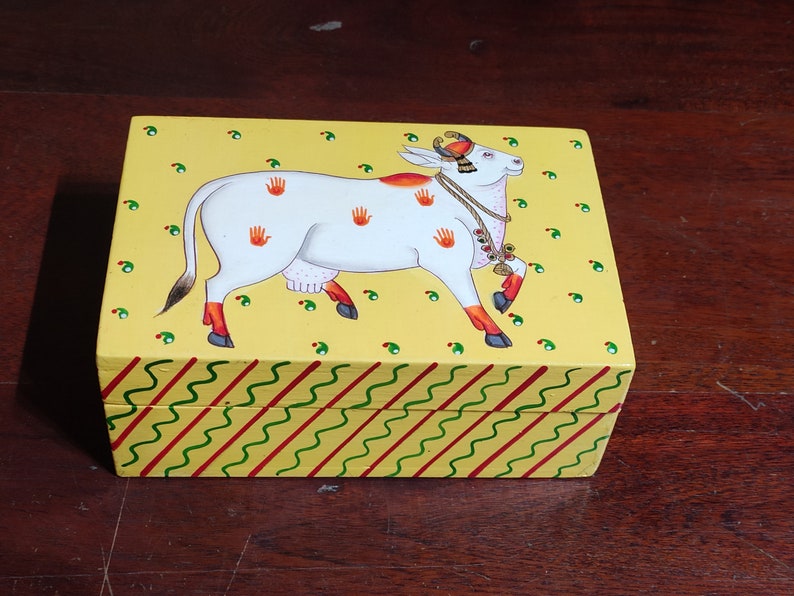 Beautifully Hand Painted Cow on Wooden Box. - Etsy