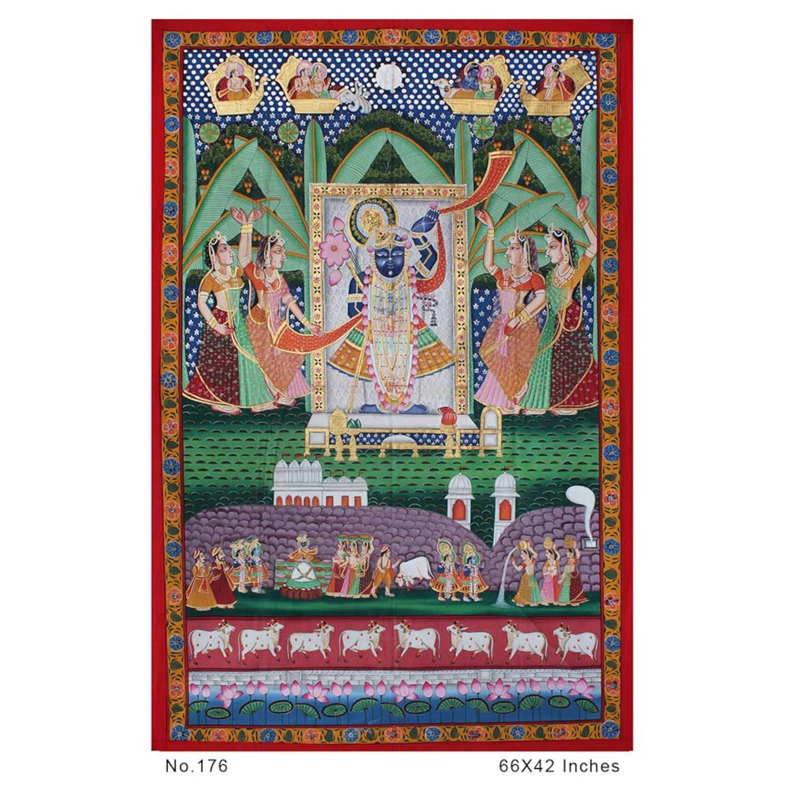 Traditional Royal Wall Painting of Shree Nath Ji With Gopies - Etsy