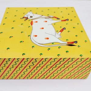 Hand Painted Cow on Wooden Box , Painted Storage Box , Cow Print Box ...
