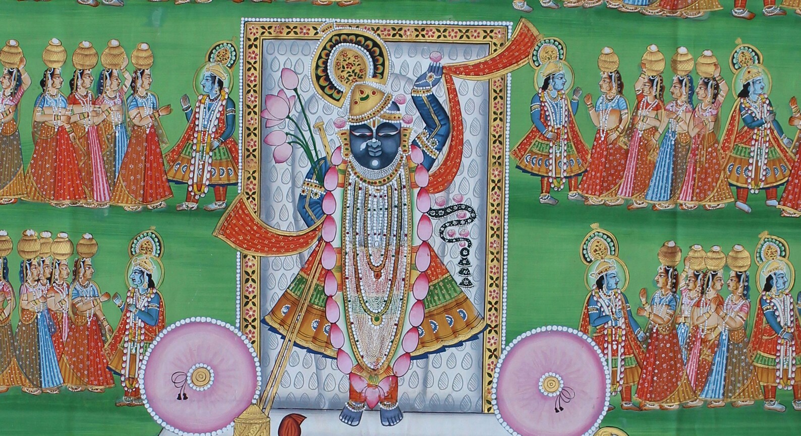 Traditional Indian Painting of Shrinath Ji and Krishna With - Etsy