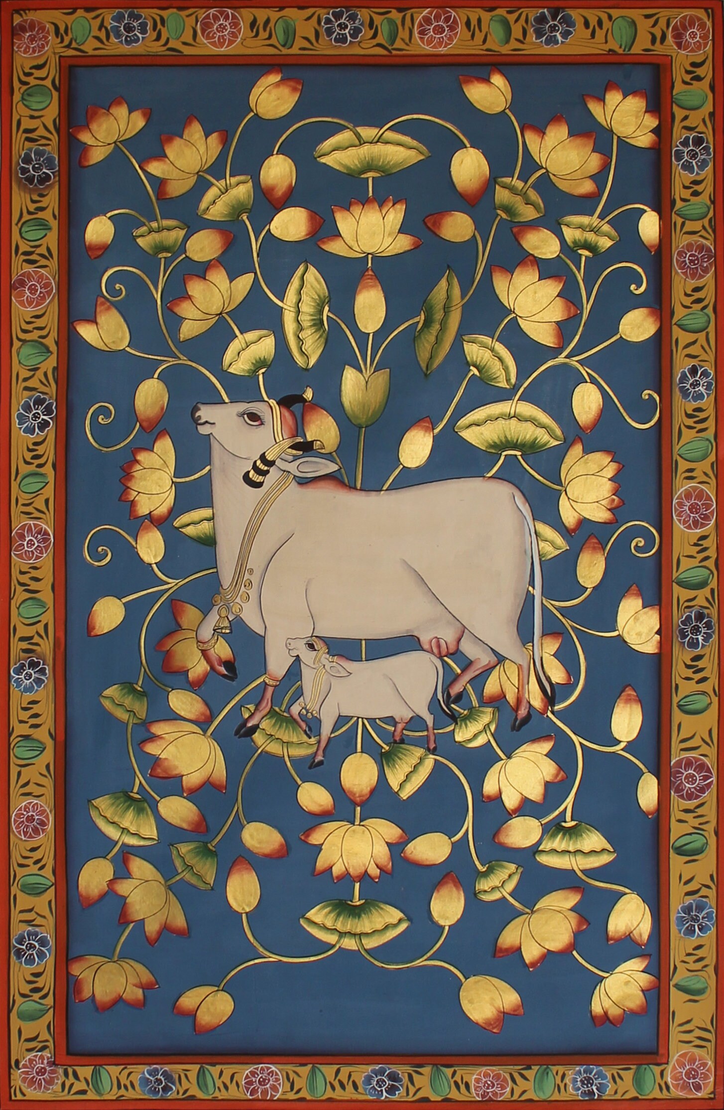 Traditional wall Painting of Beautiful Cow In Kamal Talai | Etsy