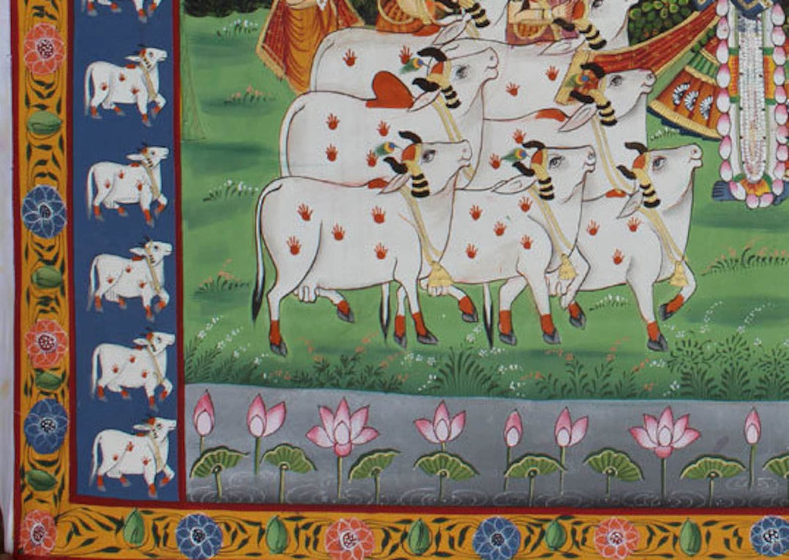 Beautifully Hand Painted shrinath ji with cows and gopies | Etsy