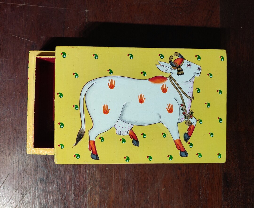Beautifully Hand Painted Cow on Wooden Box. - Etsy