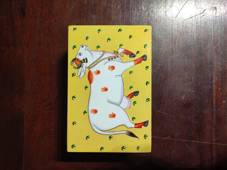 Beautifully Hand Painted Cow on Wooden Box. - Etsy