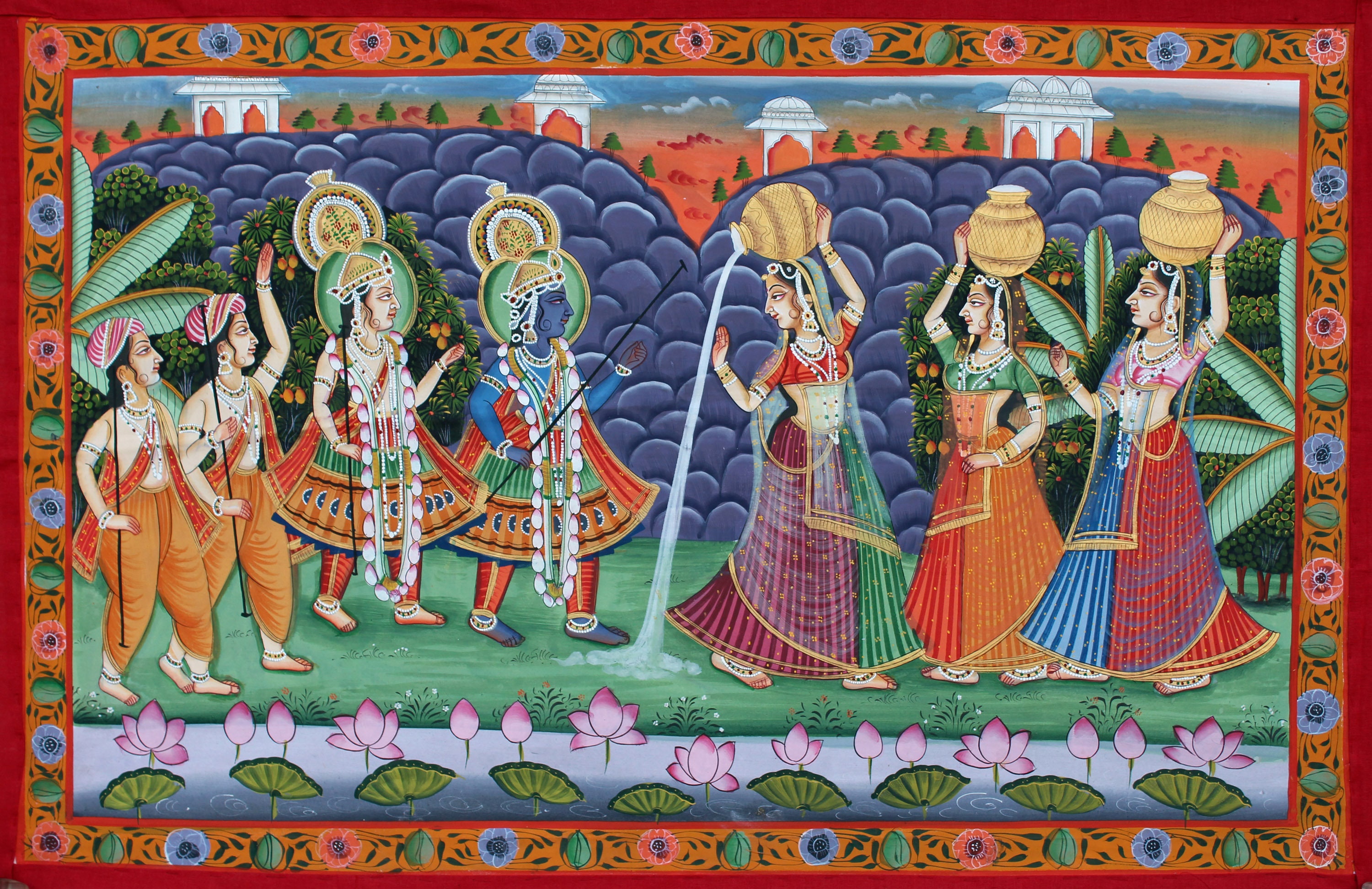 Traditional Pichwai Painting of Lord Krishna With Gopies - Etsy