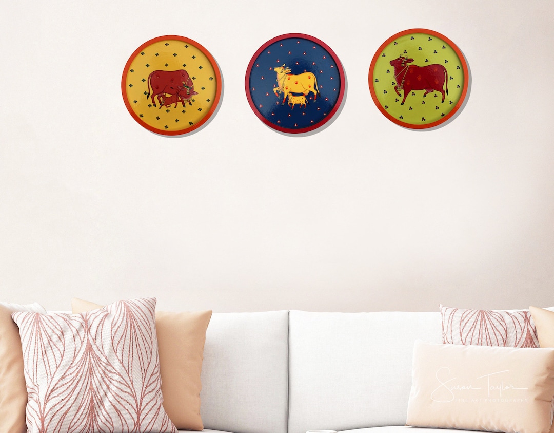 Hand Painted Cow on MDF Thick Board, Home Wall Decor , Ready to Hang ...