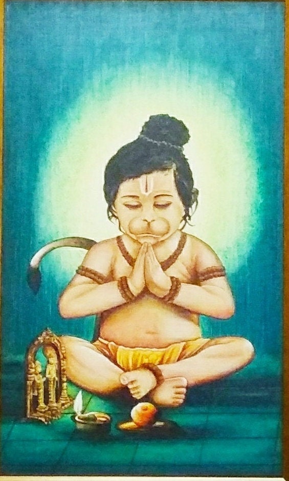 Beautifully Hand Painted Baby Hanuman Ji on Canvas With - Etsy