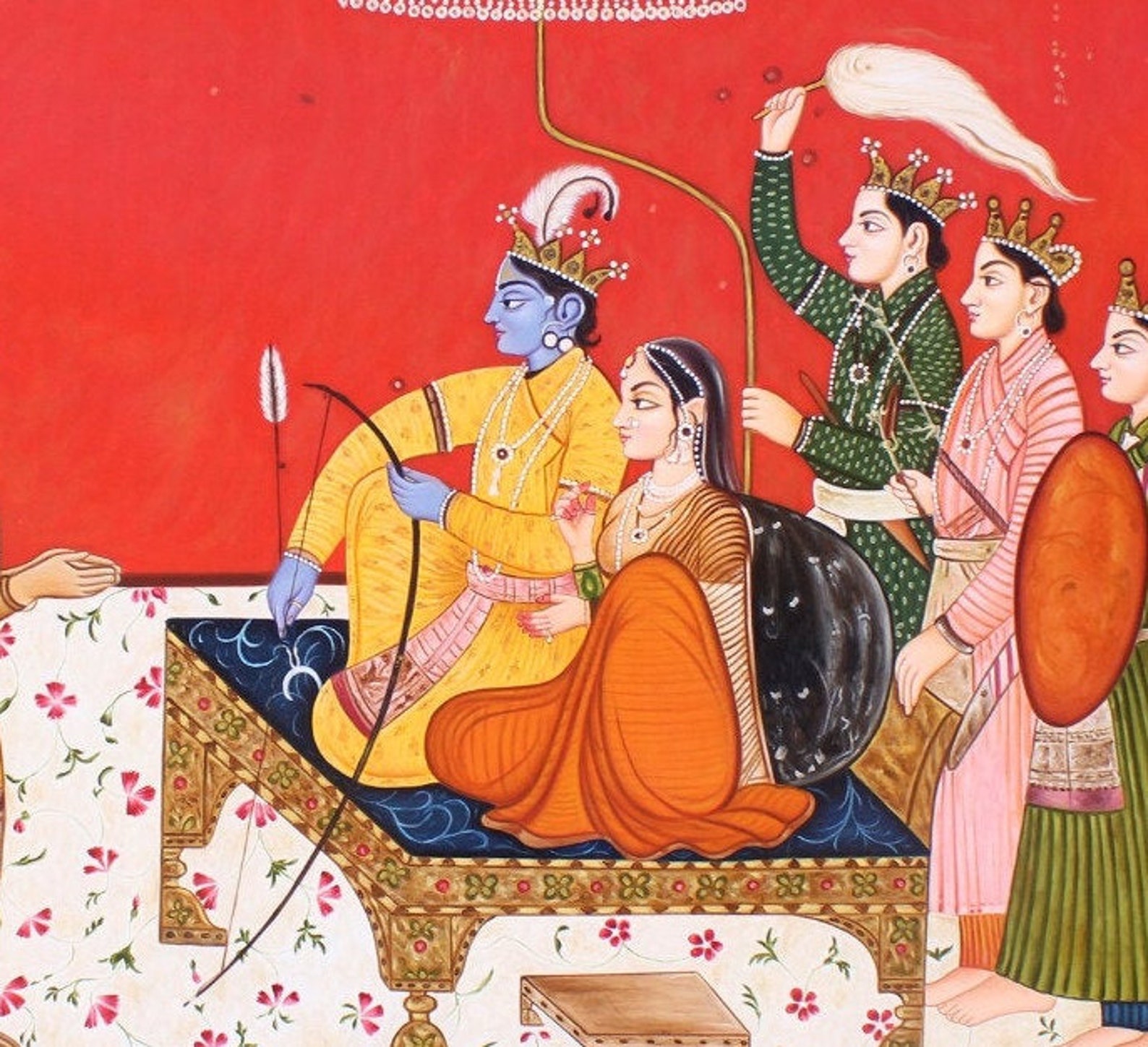 Painting of Lord Rama and Seeta Ram Darbar Pichwai Painting | Etsy