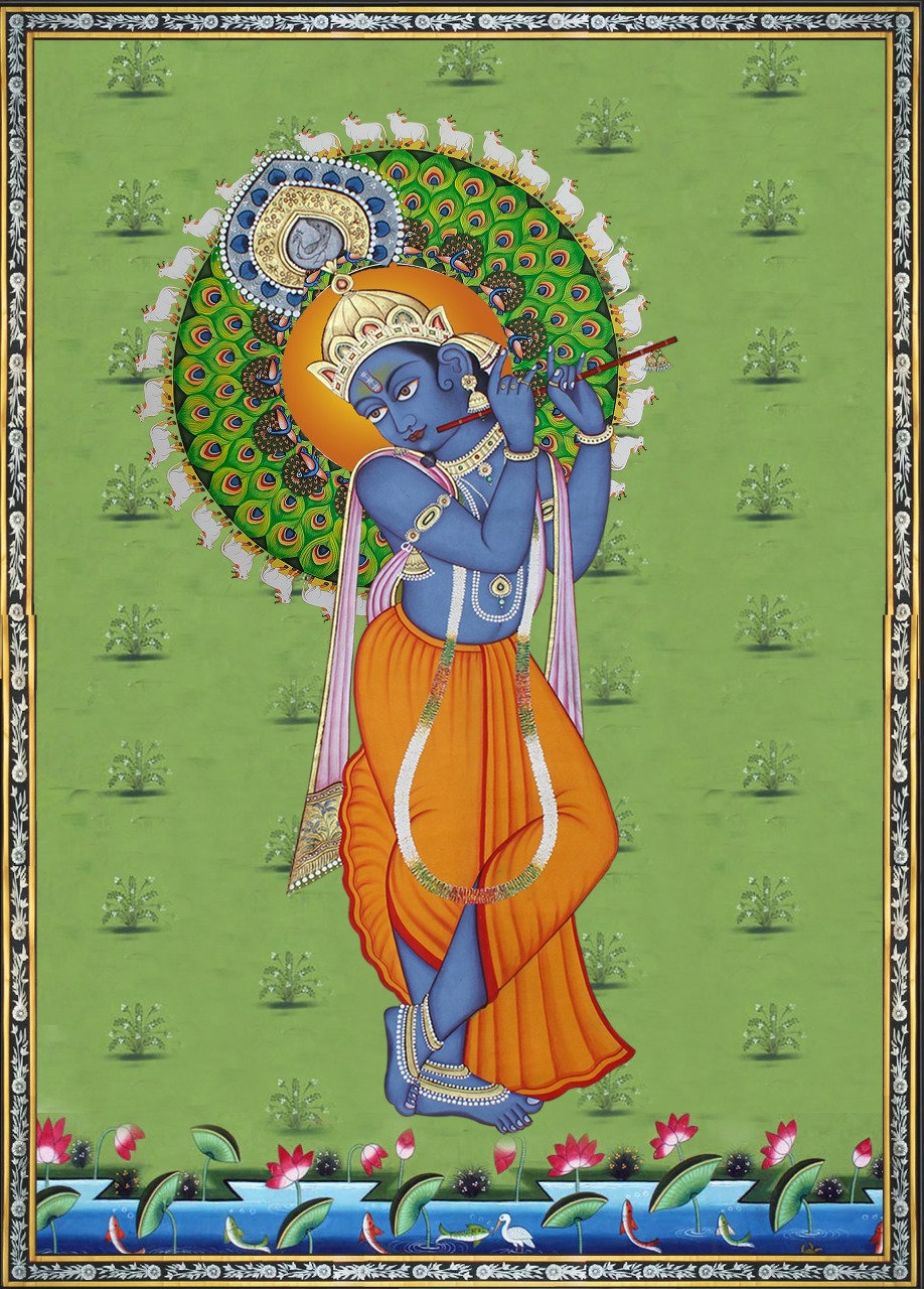 Buy Lord Krishna on Fabric- Painting of Lord Krishna- Painting for ...