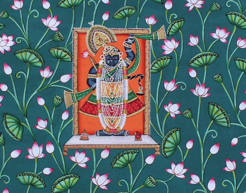 Painting of Shrinath Ji in Kamal Talai Wall Decor Indian - Etsy India