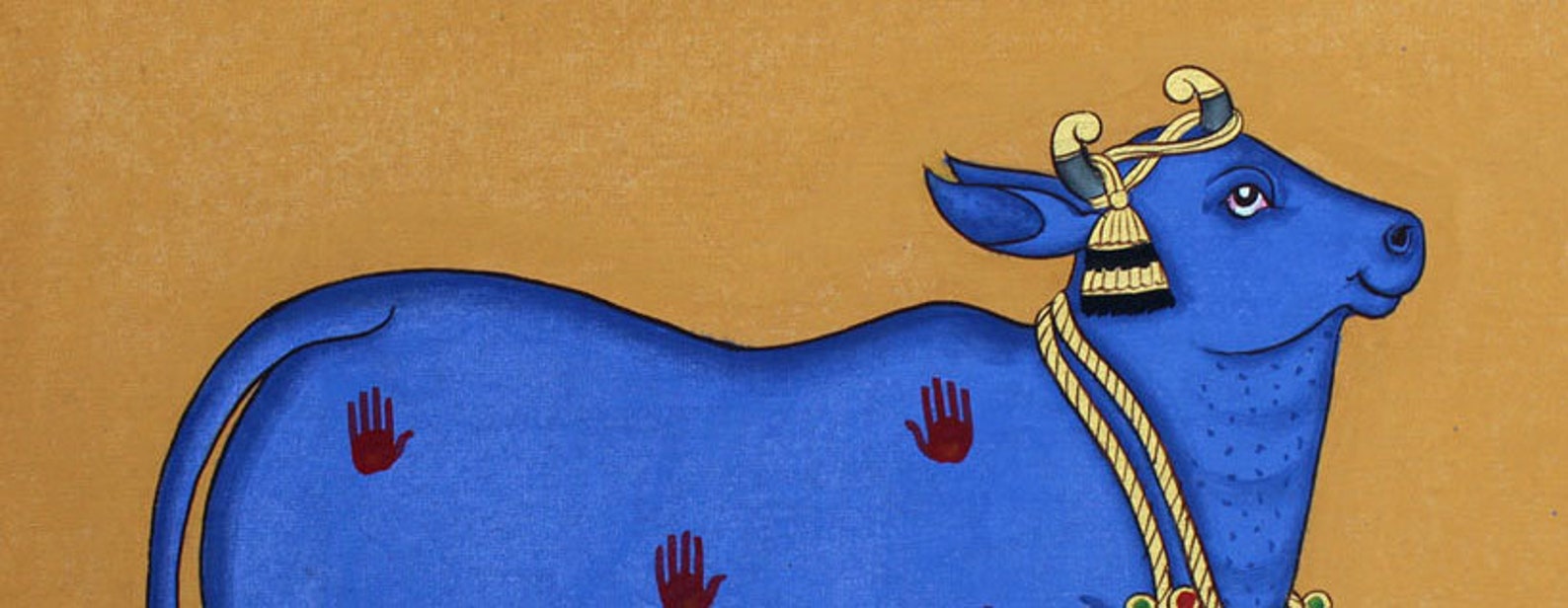 Beautifully Hand Painted Cow on Cloth With Natural Pigment Color on ...
