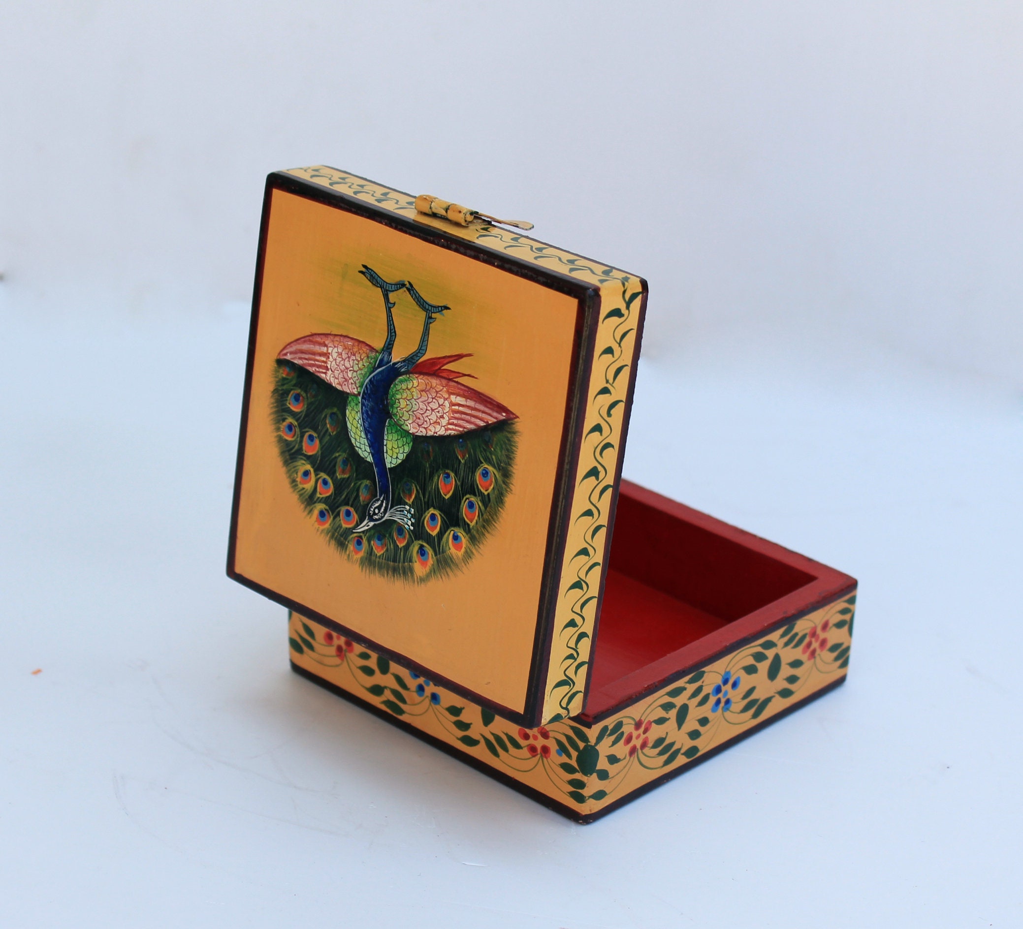 Hand Painted Peacock on Wooden Box Wooden Box Home Decor - Etsy