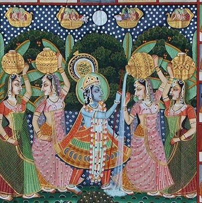 Krishna and Gopis Krishna Ras Leela Lord Krishna on Pichwai - Etsy