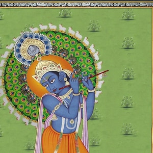 Lord Krishna on Fabric- Painting of Lord Krishna- Painting for Living ...