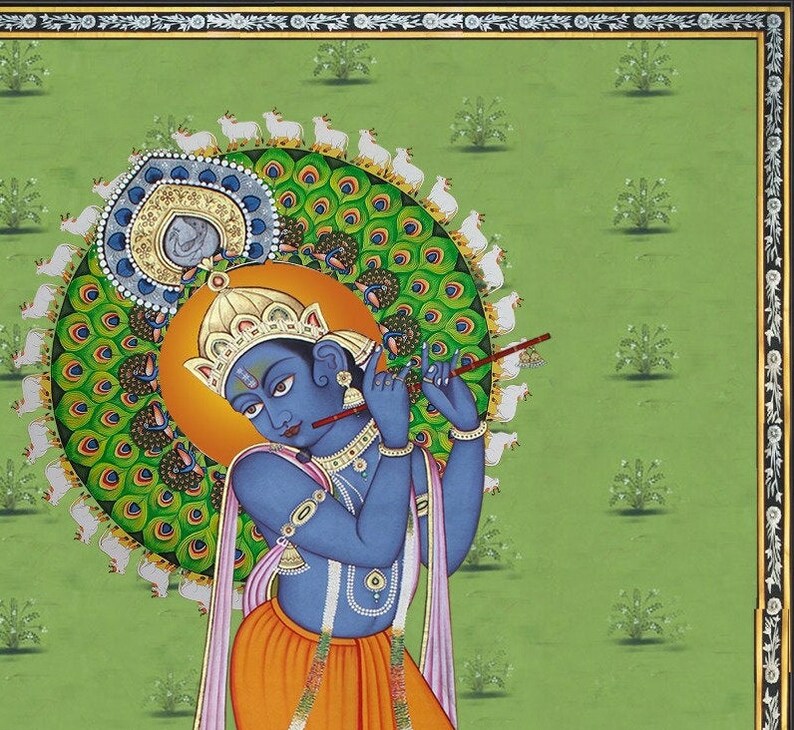 Lord Krishna on Fabric Painting of Lord Krishna Painting for - Etsy