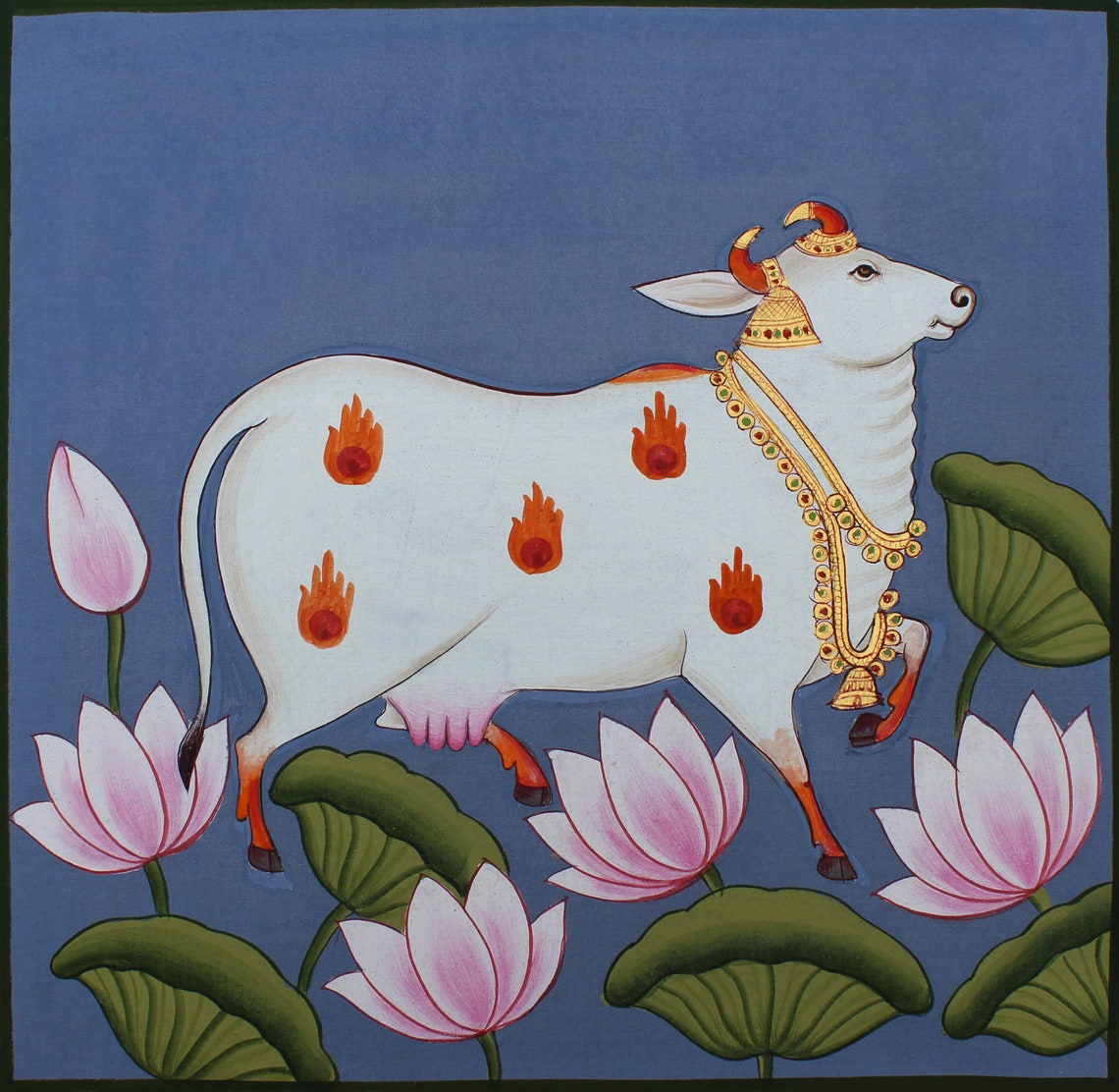 Cow & Lotus Talai Traditional Wall Cloth Pichwai Paintings - Etsy