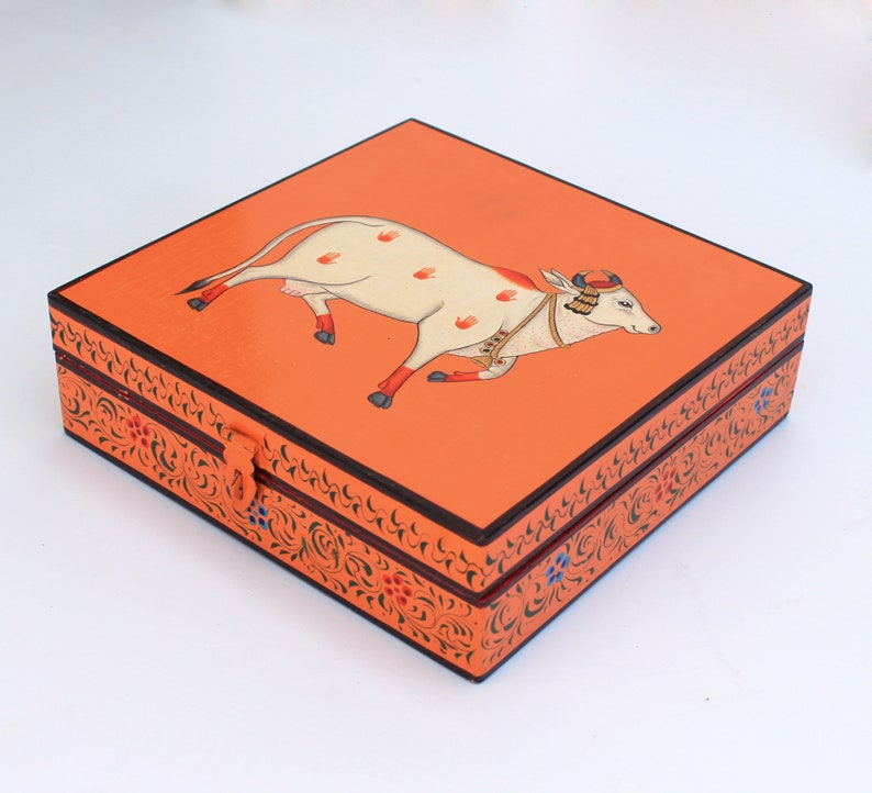 Beautifully Hand Painted Cow on Wooden Box. - Etsy
