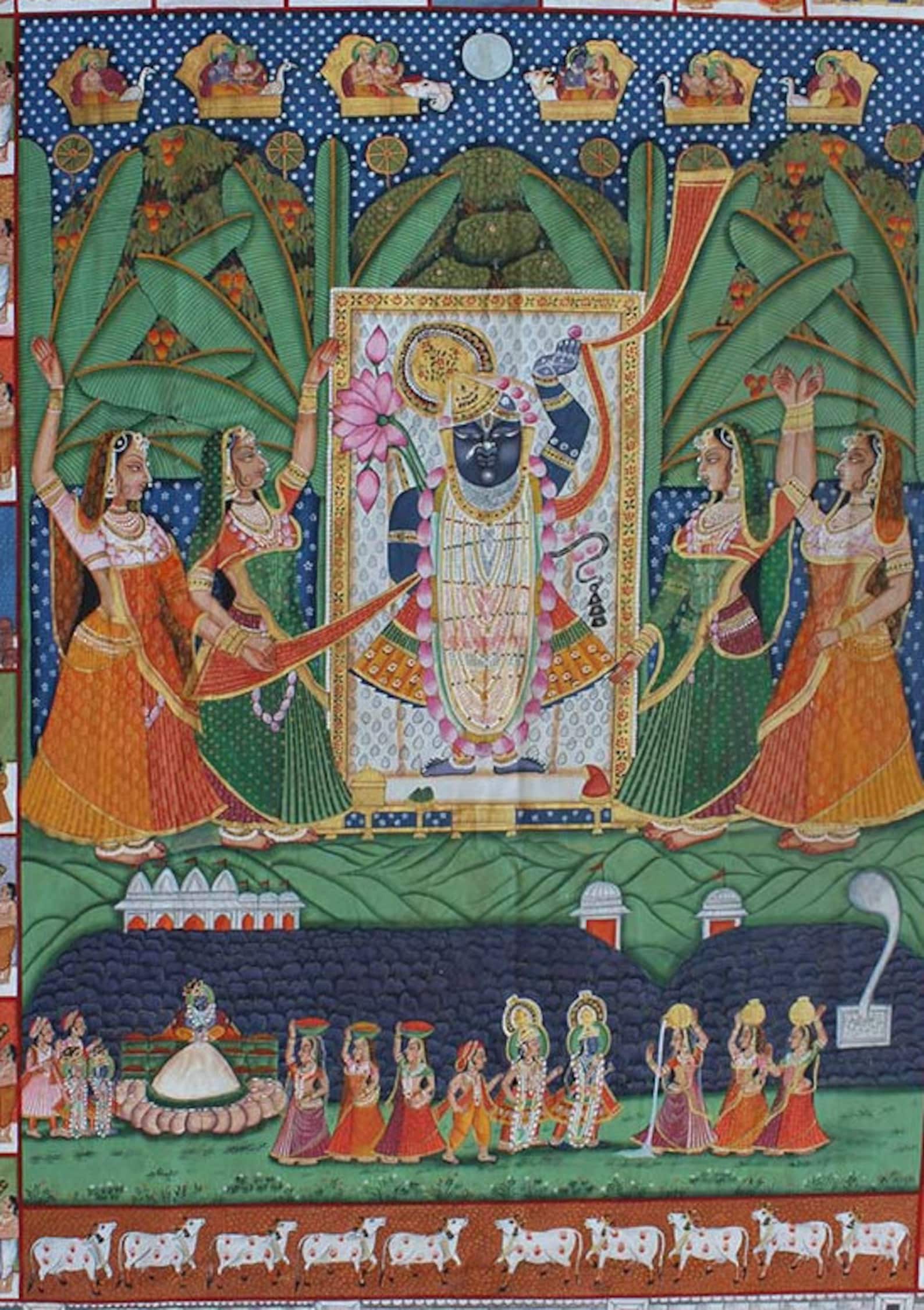 Traditional Painting of Lord Shreenathji on Theme of Sharad - Etsy