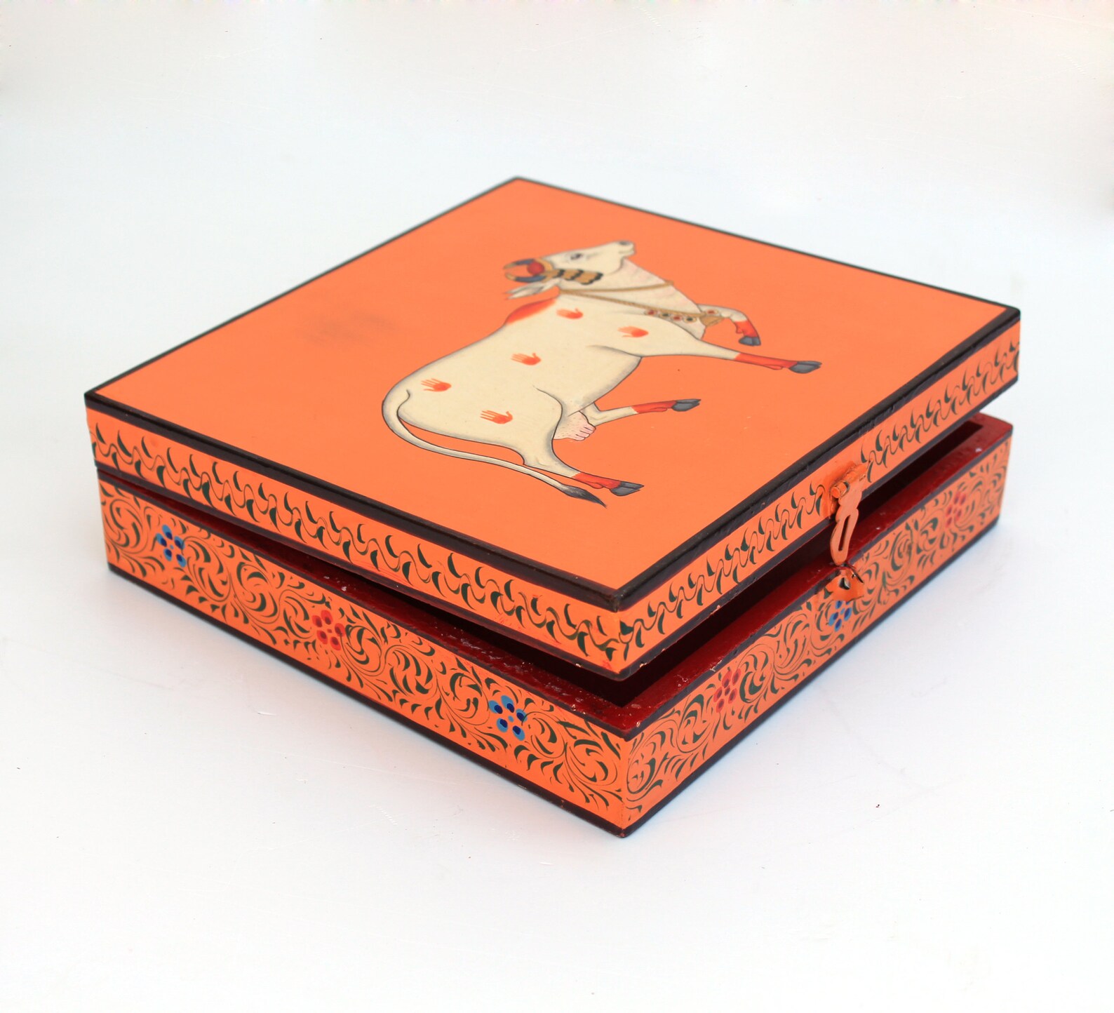 Beautifully Hand Painted Cow on Wooden Box. - Etsy