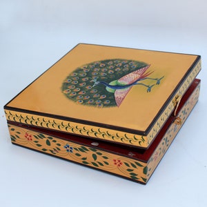 Hand Painted Peacock on Wooden Box. - Etsy