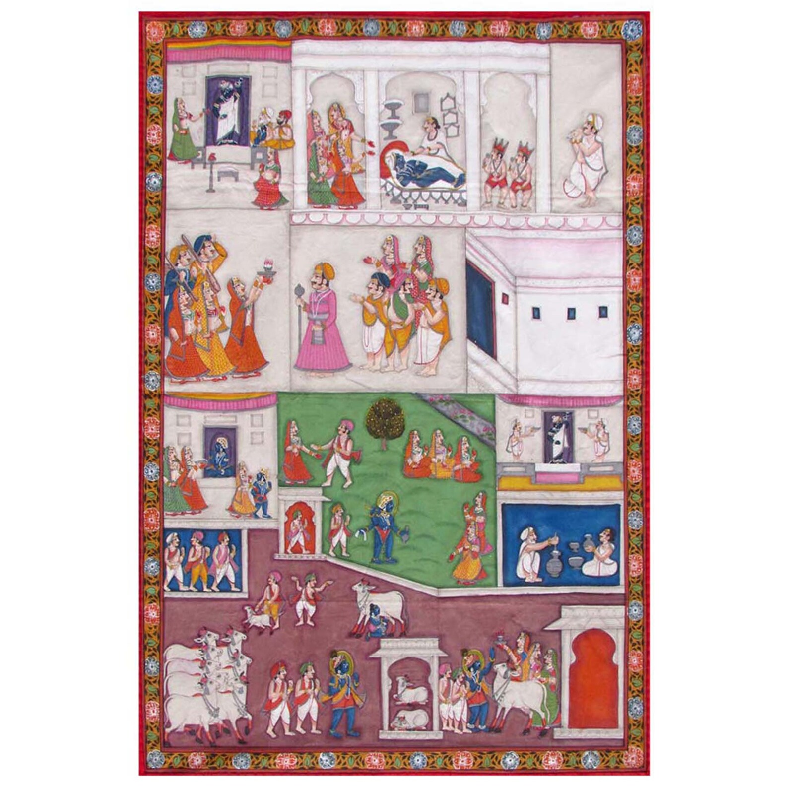 Shri Nath Ji Story Painting, Natural Stone Color on Cloth, Indian Art ...