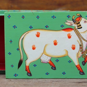 Beautifully Hand Painted Cow on Wooden Box, Trendy Jewelry Box ...