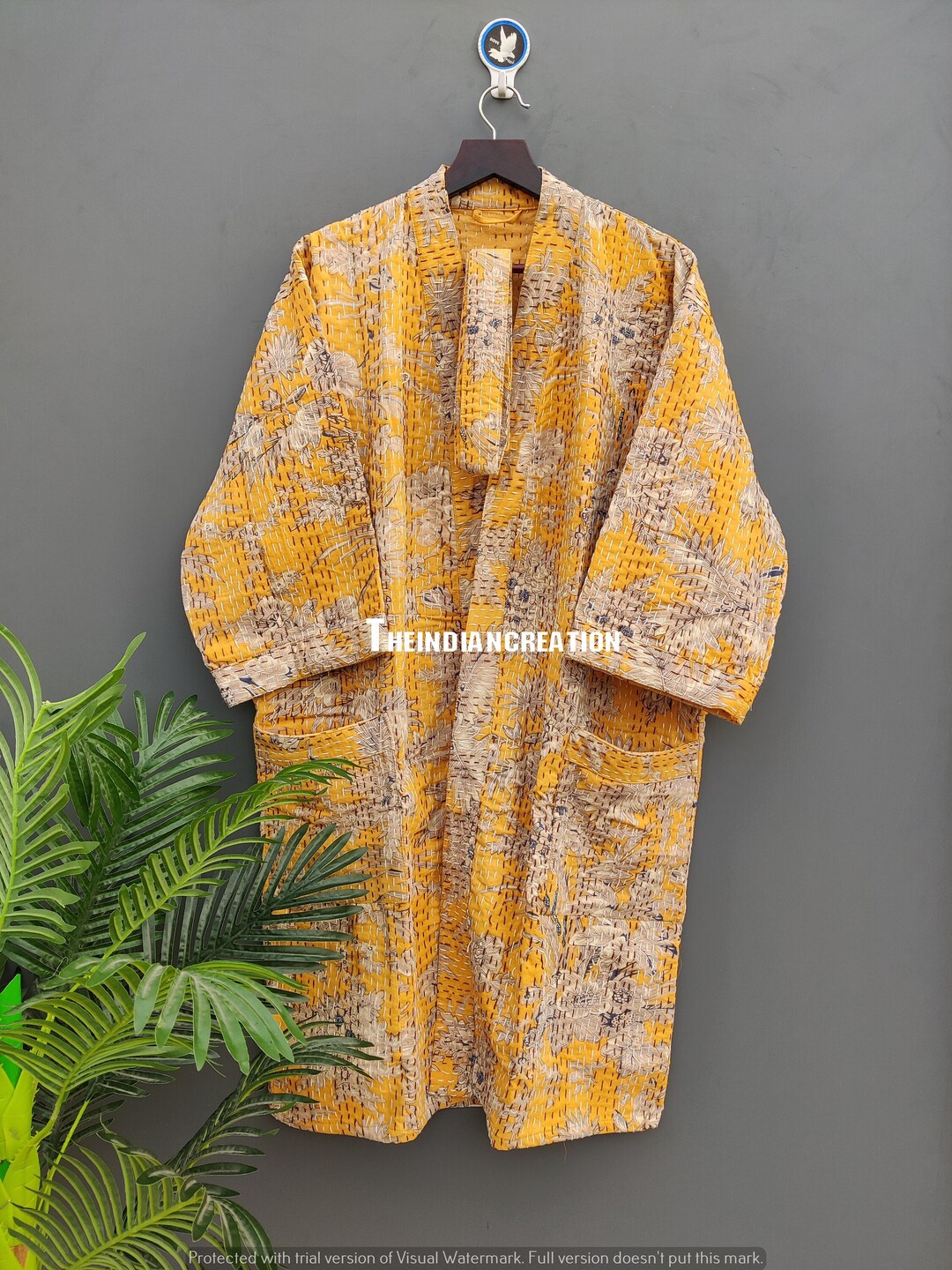 100% Cotton Indian Kantha Jacket Handmade Kantha Stitch Robe - Etsy