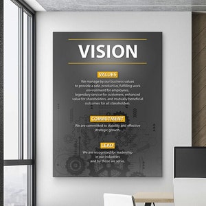 Company Vision Office Decor Corporate Statement Wall Art Team Poster ...