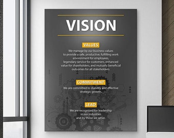 Company Vision Office Decor Corporate Statement Wall Art Team Poster ...