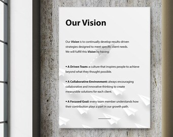 Company Vision Office Decor Corporate Statement Wall Art Team Poster ...