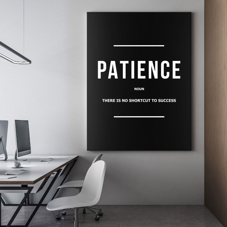 Patience Noun Wall Art Modern Office Decor Definition Canvas Print ...