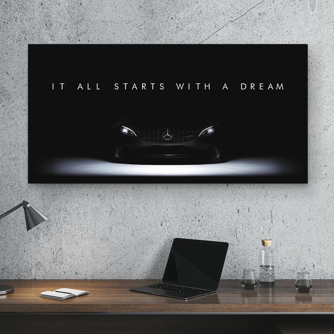 Mercedes Benz Canvas Print Dream Big Wall Art for Car Lovers Luxury ...