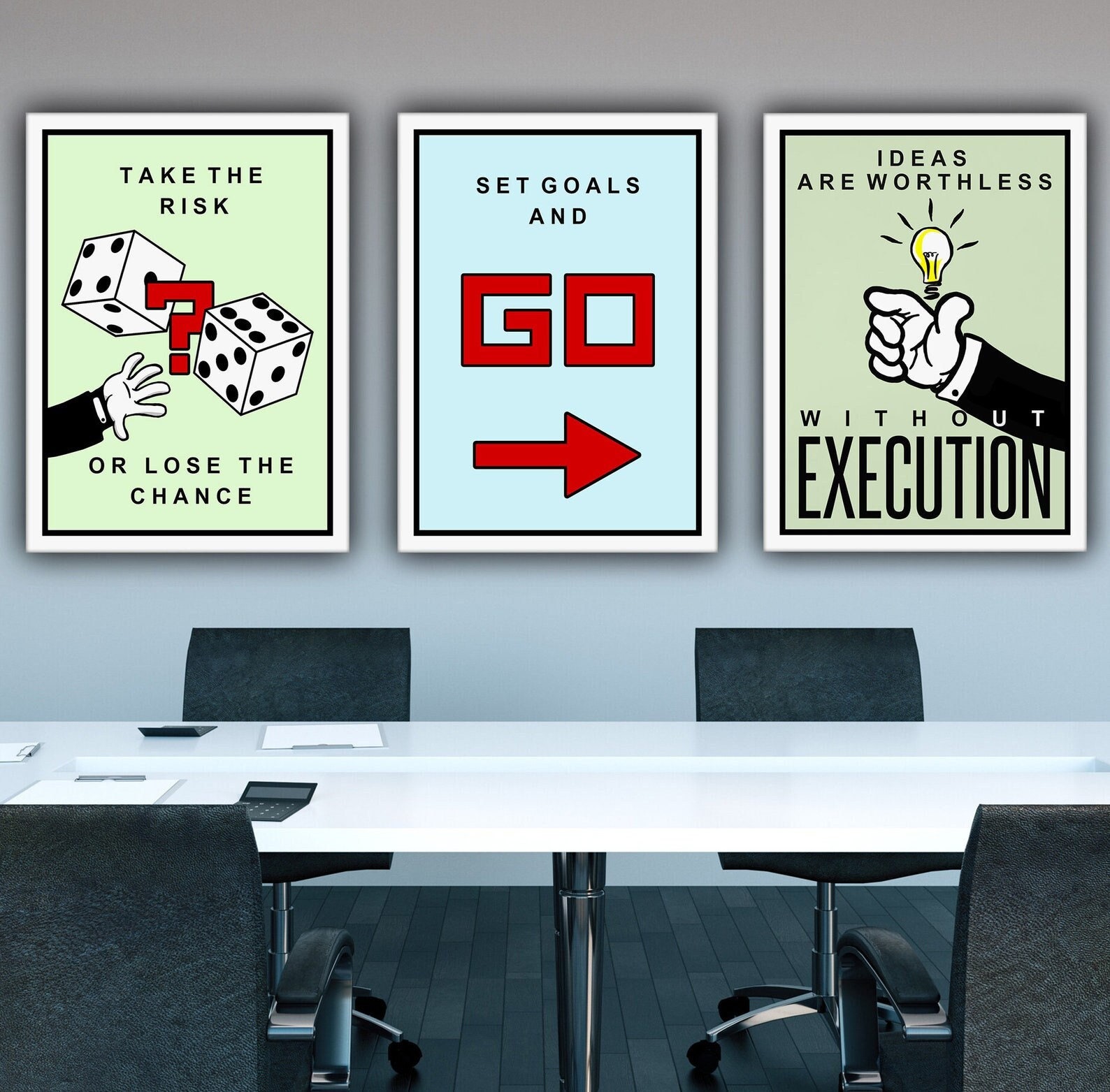 Giclée Take The Risk Quote Wall Art Canvas Print Office Decor ...