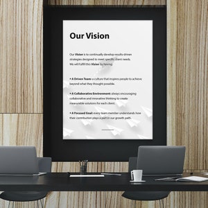 Company Vision Office Decor Corporate Statement Wall Art Team Poster ...