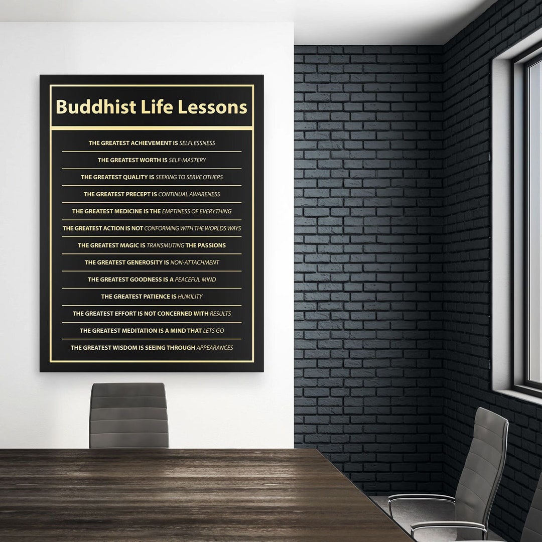 Buddhist Life Lessons Wall Art Buddhism Home Decor Buddha Canvas Print ...