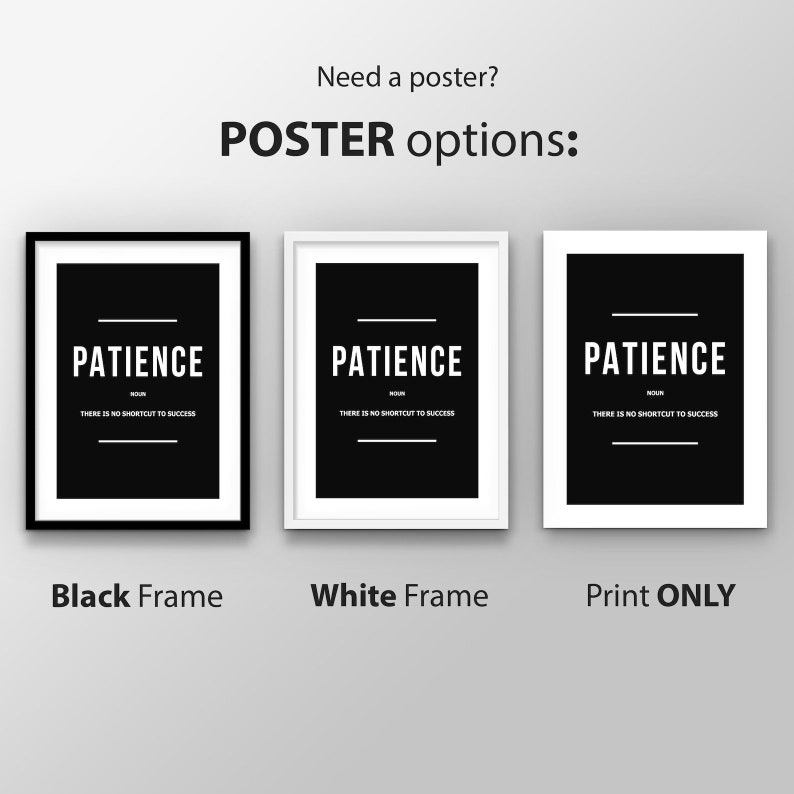 Patience Noun Wall Art Modern Office Decor Definition Canvas Print ...