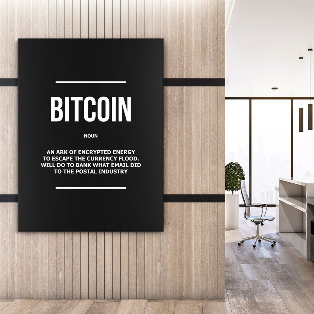 Bitcoin Definition Wall Art Office Decor Canvas Print, Bitcoin Noun ...