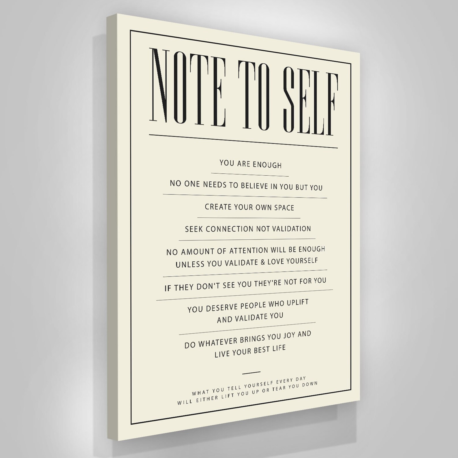 Note to Self Inspirational Modern Art Canvas Print Wall Art Home Decor ...
