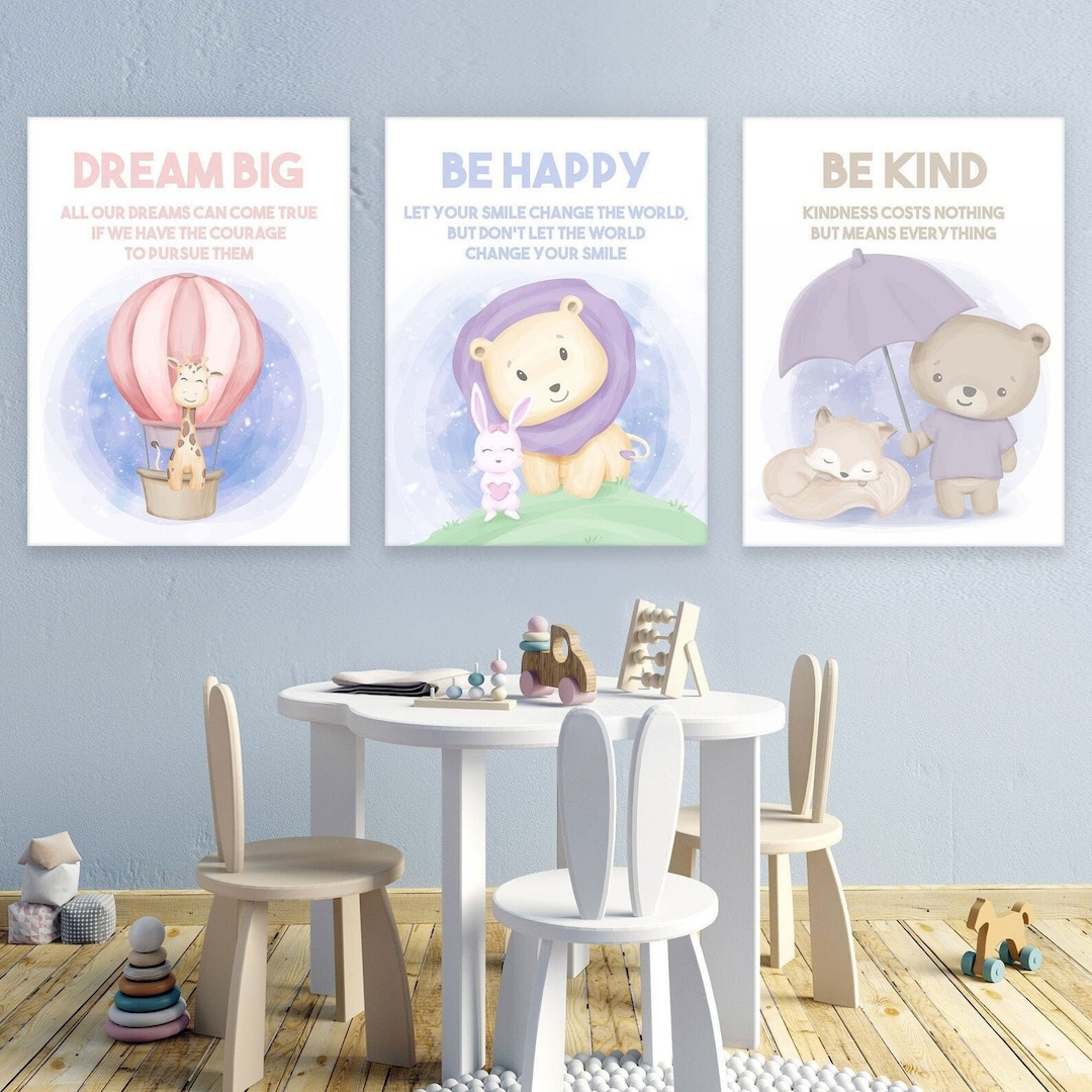 3 Piece Kids Inspirational Wall Art Canvas Prints Child Room Decor ...