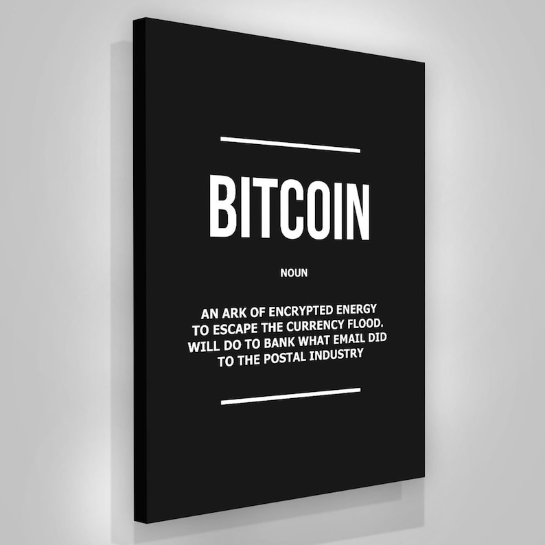 Bitcoin Definition Wall Art Office Decor Canvas Print, Bitcoin Noun ...