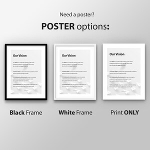 Company Vision Office Decor Corporate Statement Wall Art Team Poster ...