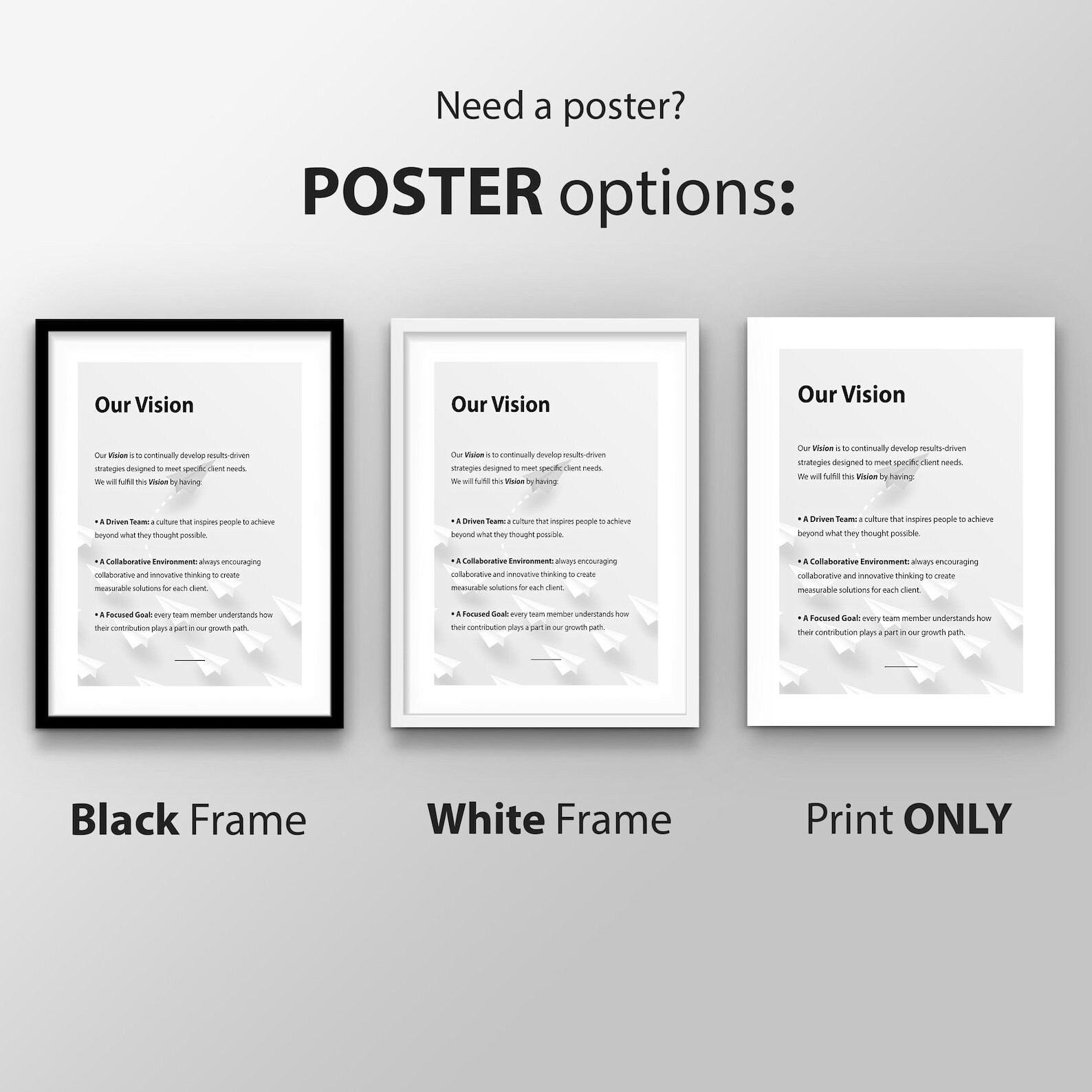 Company Vision Office Decor Corporate Statement Wall Art Team Poster ...