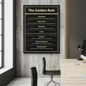 Golden Rule Wall Art World Religions Canvas Print Inspirational Islamic ...