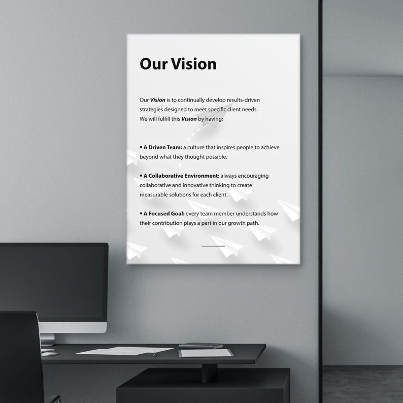 Company Vision Office Decor Corporate Statement Wall Art Team Poster ...