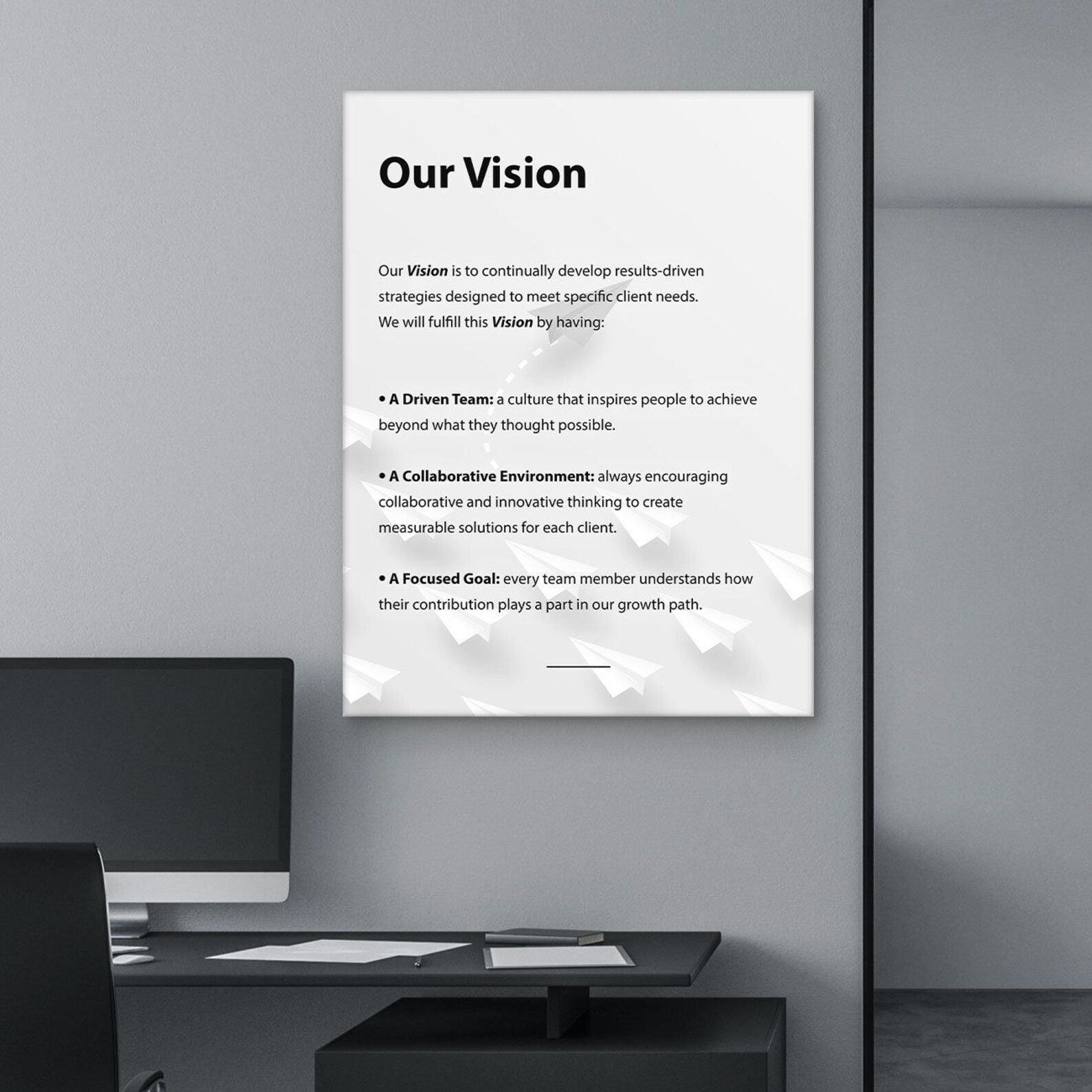 Company Vision Office Decor Corporate Statement Wall Art Team Poster ...