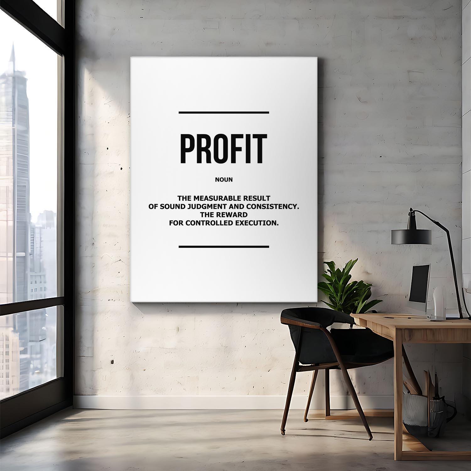 Profit Definition Typography Trading Canvas Print – Motivational Office ...