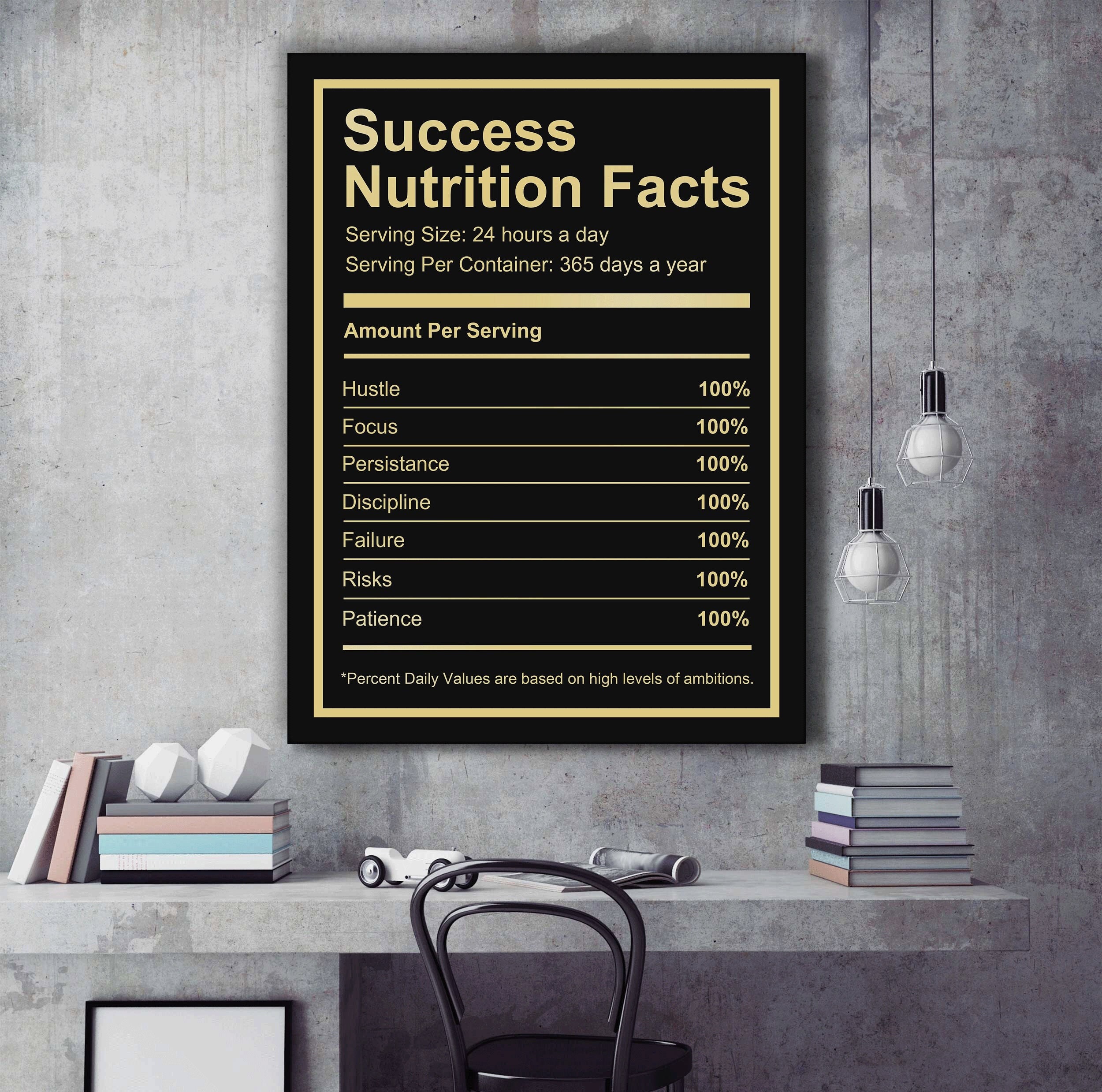 Success Nutrition Facts Wall Art Canvas Print Motivational Prints ...