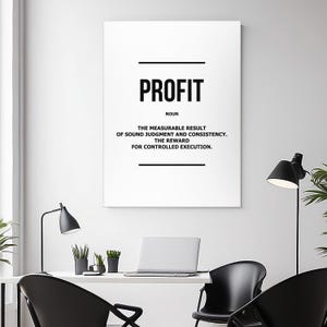 Profit Definition Typography Trading Canvas Print – Motivational Office ...