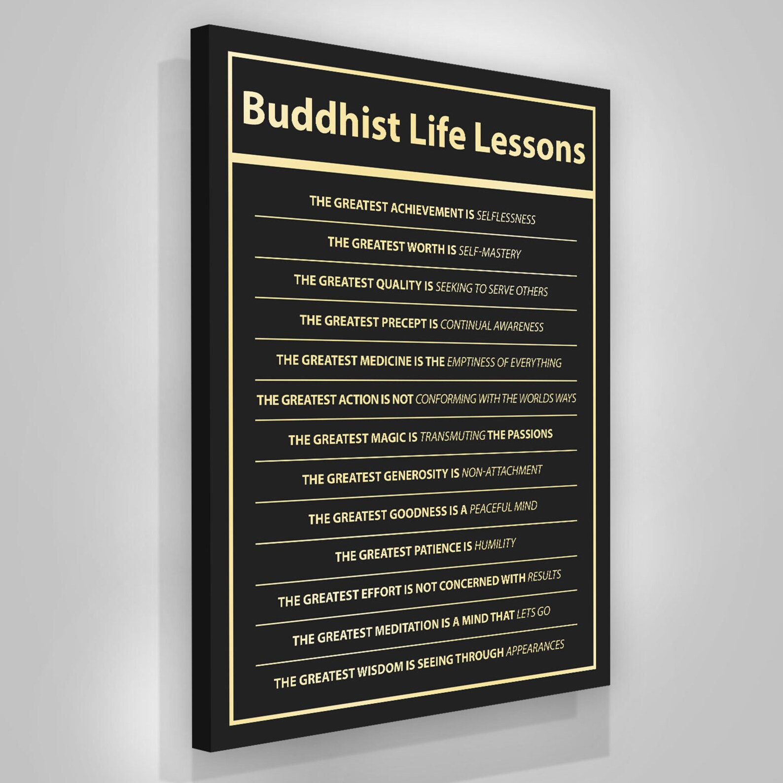 Buddhist Life Lessons Wall Art Buddhism Home Decor Buddha Canvas Print ...
